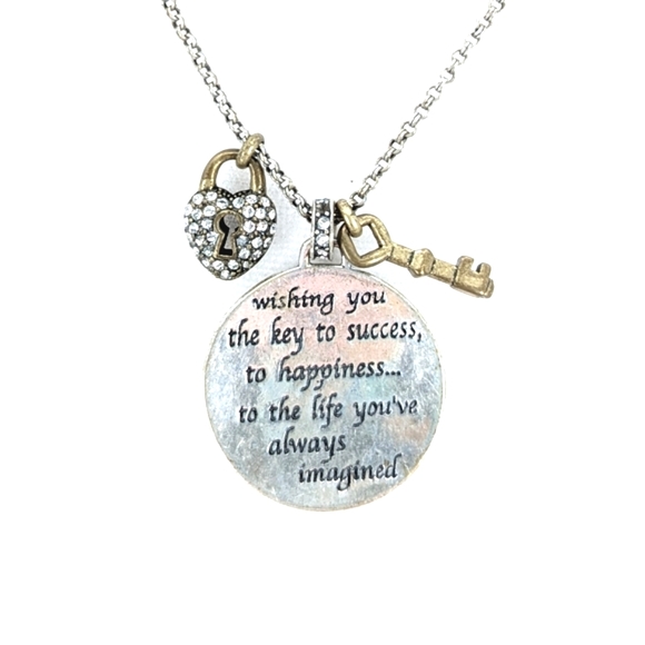 Fossil | Jewelry | Fossil Silver Two Tone Pave Key To Success Pendant ...